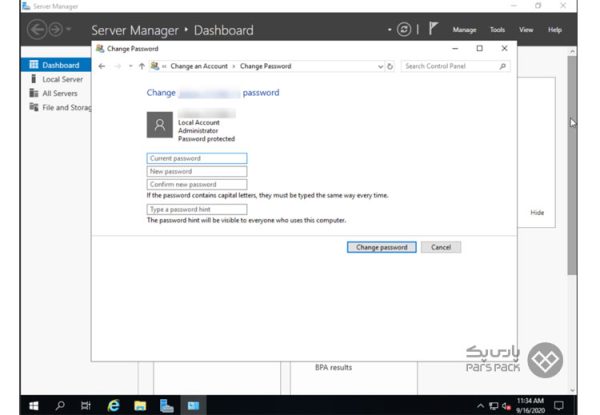 آموزش تغییر پسورد ویندوز سرور (تصویری) - پارس پک