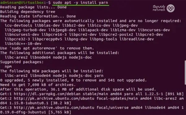آموزش تصویری نصب Yarn در Ubuntu 20.04 (گام به گام) - پارس پک