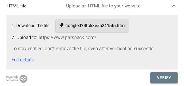 آموزش تصویری ثبت سایت در گوگل سرچ کنسول - پارس پک