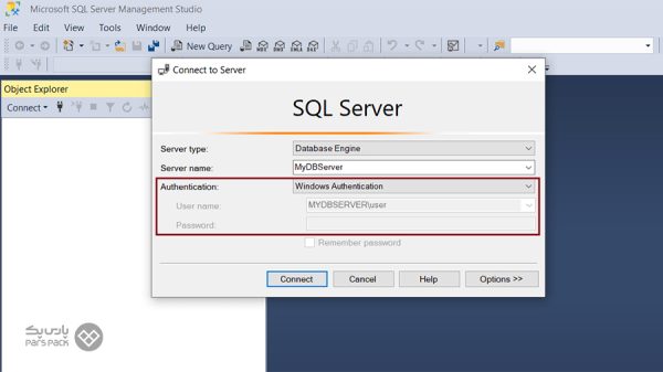 رفع مشکل احراز هویت در هنگام اتصال به SQL Server - پارس پک
