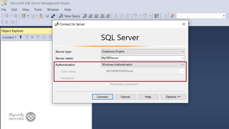 رفع مشکل احراز هویت در هنگام اتصال به SQL Server - پارس پک